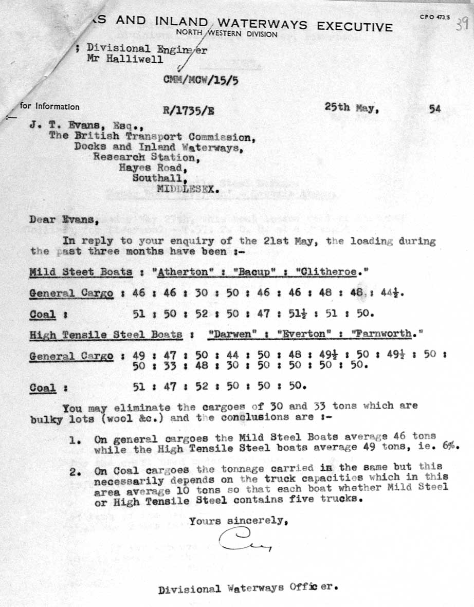 1954 5 25 boat carrying capacity - Boats - Canal World