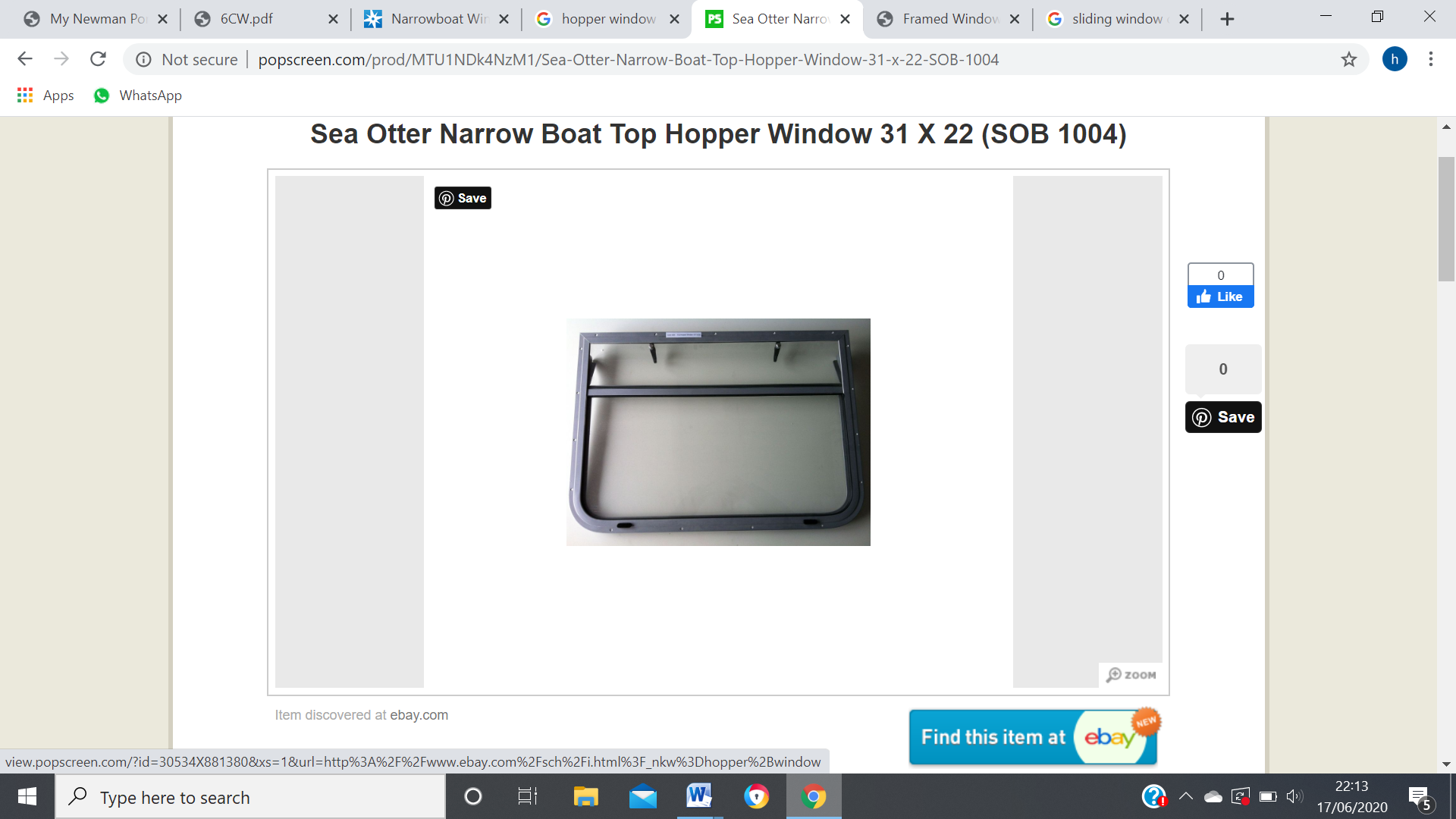 Top Hopper Window catch replacement - Boat Equipment - Canal World