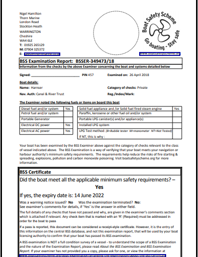 Copy of BSS Certificate - Page 2 - General Boating - Canal World