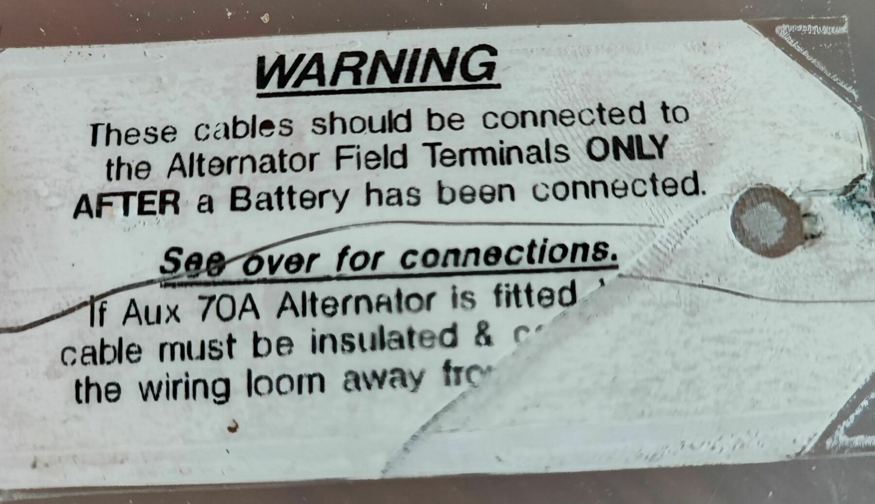 Alternator connections label - Boat Equipment - Canal World