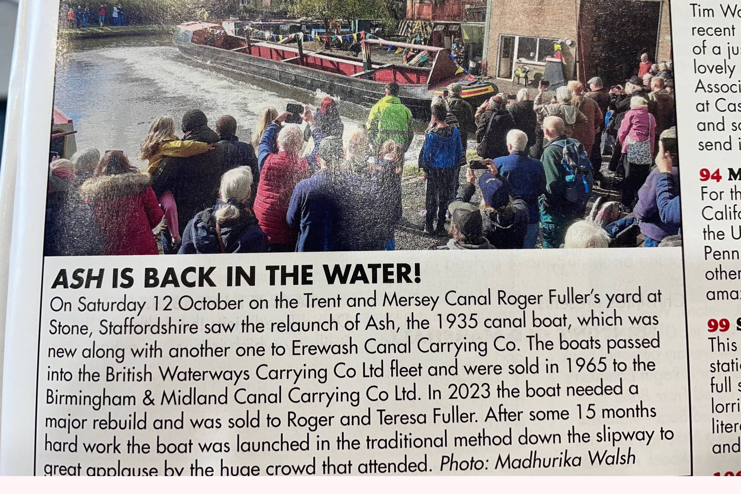 Narrowboat Ash relaunched - Waterways News & Press - Canal World