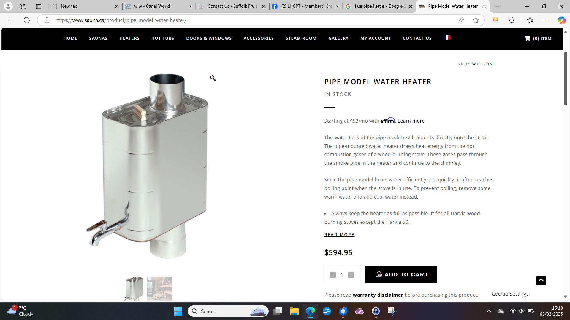 Stove Flue Copper Coil - General Boating - Canal World