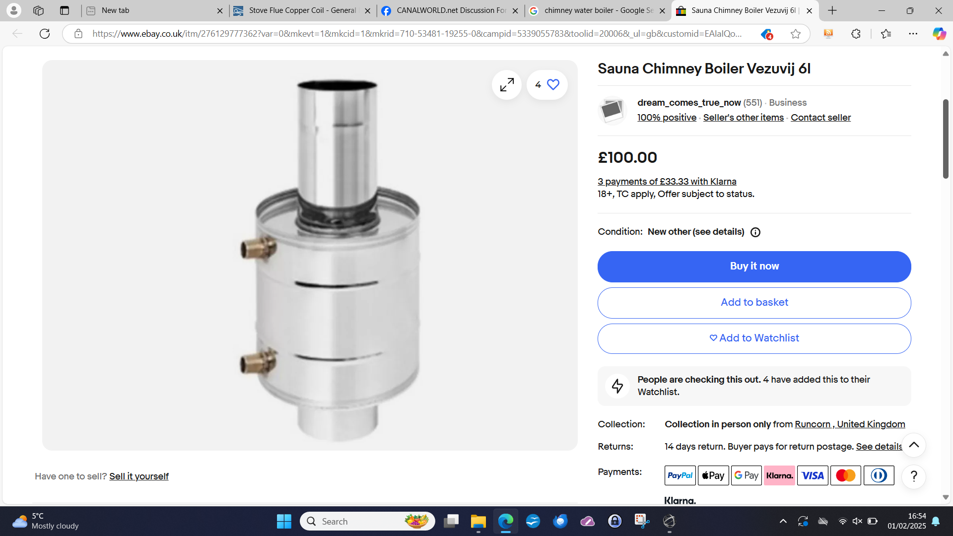 Stove Flue Copper Coil - General Boating - Canal World